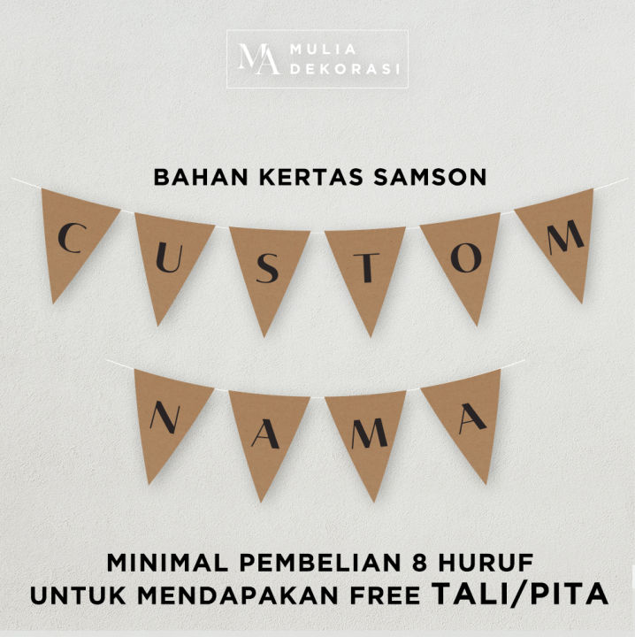 Bunting Flag Banner Segitiga Custom Nama Tulisan Per Huruf 1 Hari ...