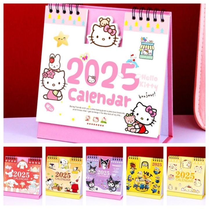 EXTEND Kuromi Hello Kitty Snoopy Cartoon Calendar 2025 Gifts Cinnamoroll Minions Memo Desk ...