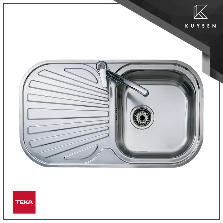 TEKA Stylo Stainless Steel Inset Kitchen Sink 1Bowl Left Drain Board by ...