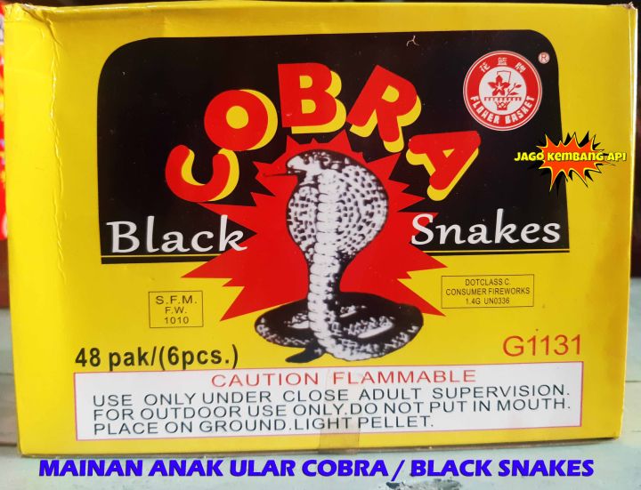 MAINAN ANAK ULAR COBRA / BLACK SNAKES ULAR HITAM Harga 1BOX isi 48 ...