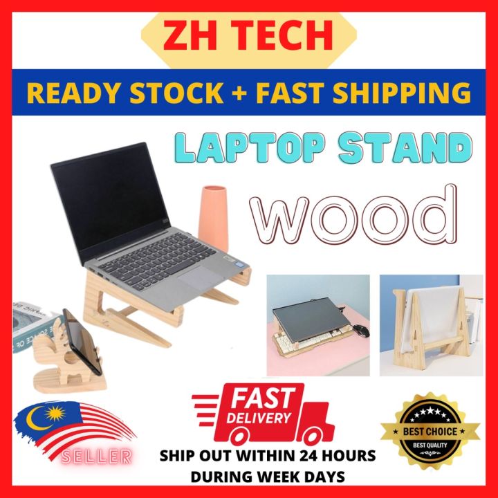 Laptop Stand Wood Holder Portable Wooden Foldable Support Vertical Base ...
