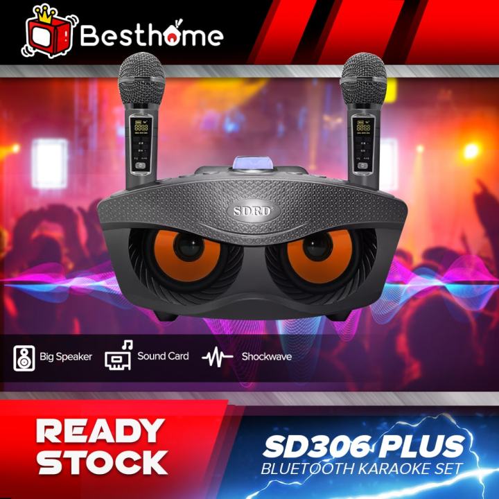 SDRD SD-309/SD306 Plus Wireless Bluetooth Dual Microphone Karaoke Portable Speaker | Lazada