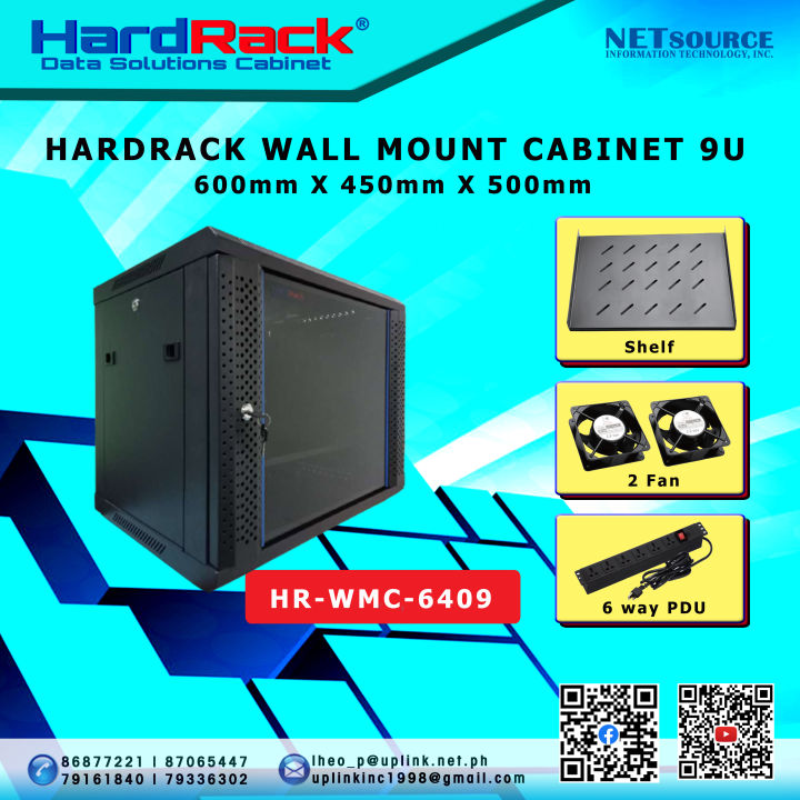 HardRack 9U Wall Mount Cabinet Server Rack 600mm x 450mm x 500mm ...