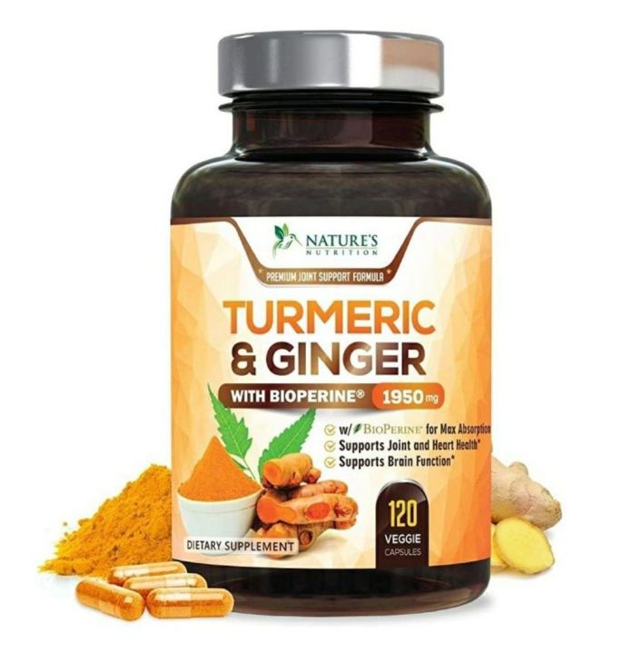 Turmeric Curcumin with BioPerine & Ginger 95% Curcuminoids 1950mg by ...