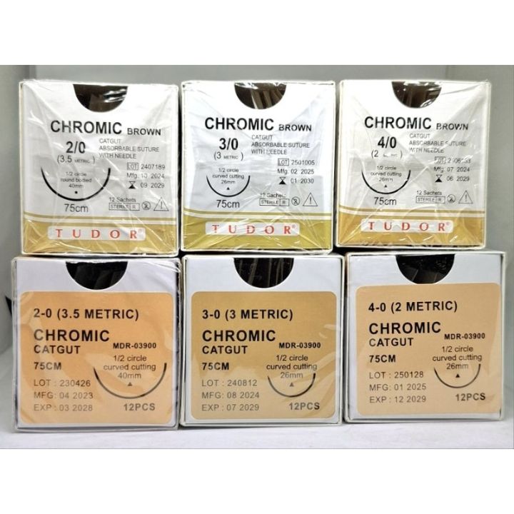 CHROMIC Suture Surgitech/Tudor 2/0, 3/0, 4/0 Round and Cutting box of ...