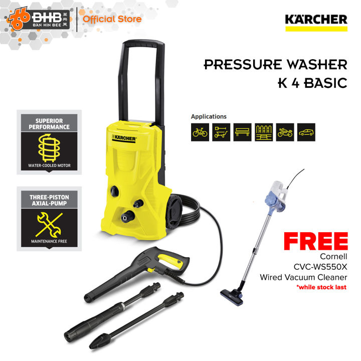 Karcher K4 Basic High Pressure Washer with Water Cooled Motor & 130bar pressure 1.180-080.0 ...