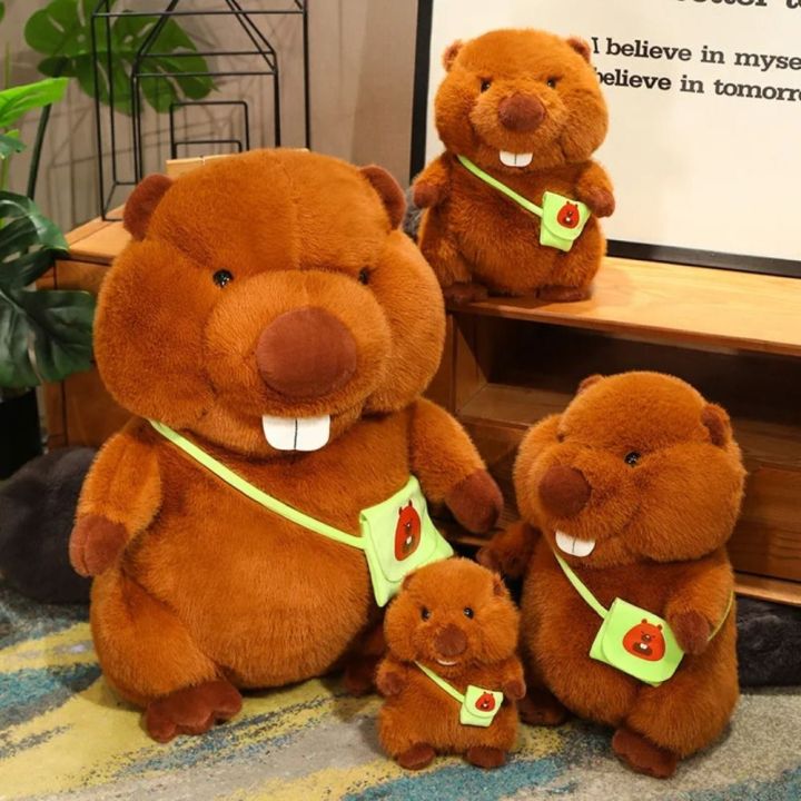 IETYQK Cartoon Animals Simulated Beaver Plush Toy Little Beaver With Bag Bag Beaver Plush Toys ...