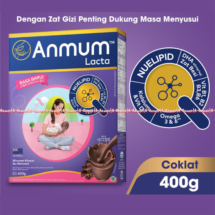 Anmum Lacta Rasa Cokelat 400gr Susu Ibu Menyusui Rasa Coklat Chocolate ...
