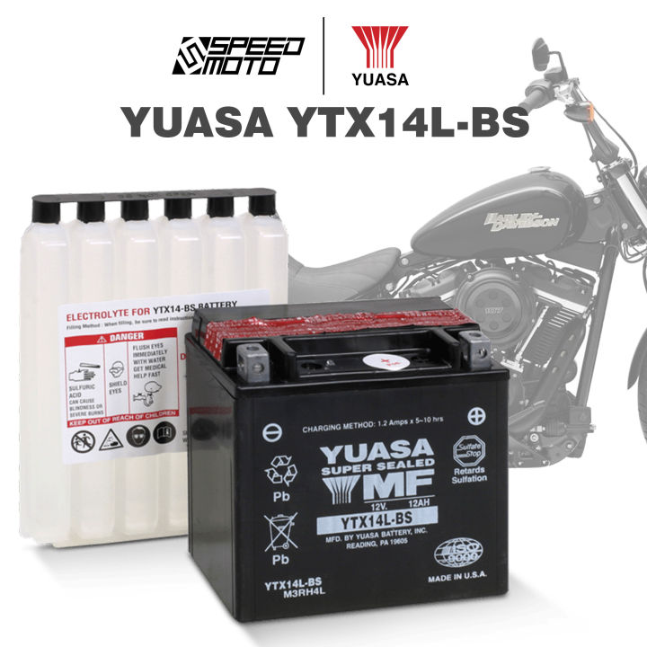 ORIGINAL YUASA NO MAINTENANCE YTX14L-BS MOTORCYCLE BATTERY 12V FOR BIG ...