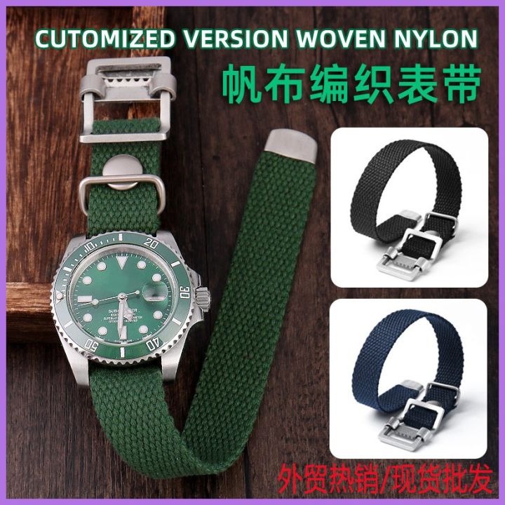 Washable Canvas Watch Strap Men Suitable For Rolex Green Submariner ...
