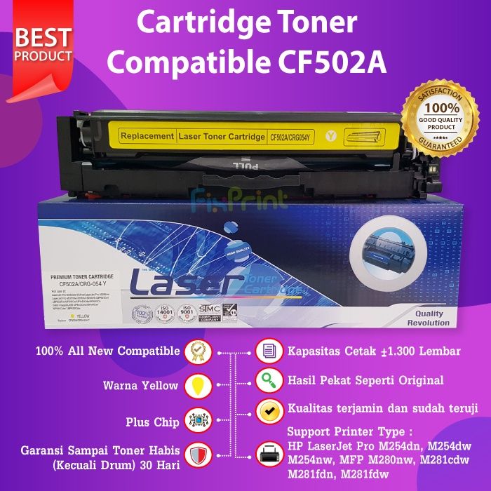 XP 202A CF502A Yellow Refill Color Printer Laserjet Pro M254 MFP M280 ...