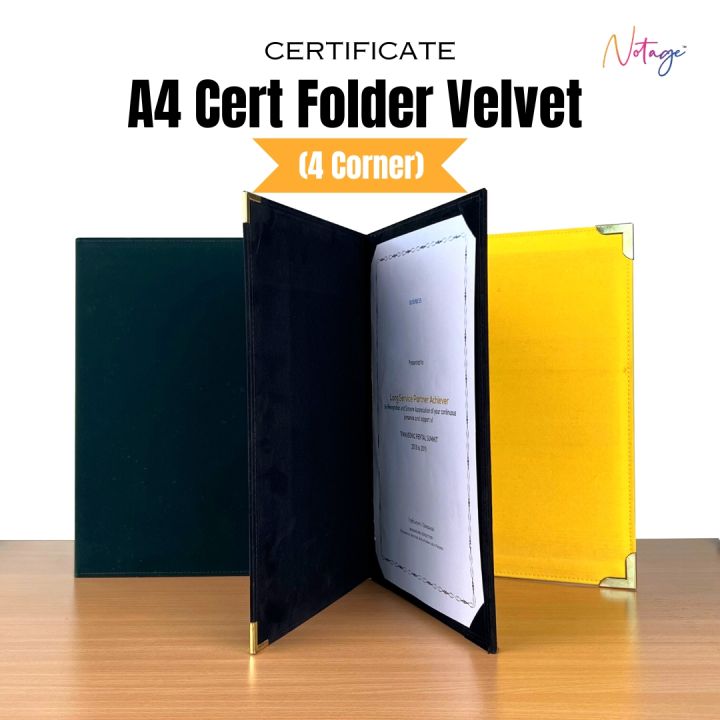 A4 Velvet Certificate Holder 4 corner Penyimpanan Sijil Premium Luxury ...
