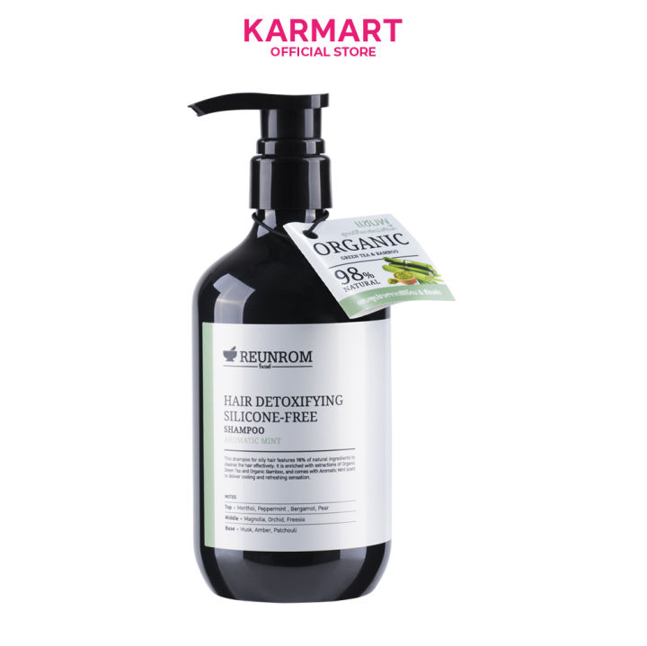 Reunrom แฮร์ดีท็อกซิฟายอิ้งซิลิโคนฟรีแชมพู 500ml อโรมาติกมินต์ สูตรดีท็ ...