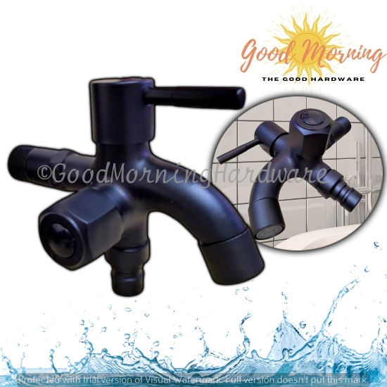 1PCS Stainless Steel SUS304 Matte Black Two Way Faucet Dual Port Faucet ...