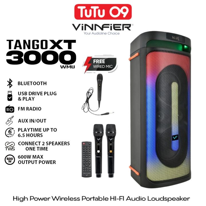 Vinnfier TANGO XT3000 WMU 600W Bluetooth Portable HI-FI Loud Speaker Party Box Karaoke Speaker ...