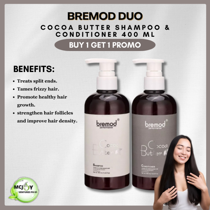 Bremod Premium Cocoa Butter Shampoo and Conditioner Anti-Frizz Hair ...