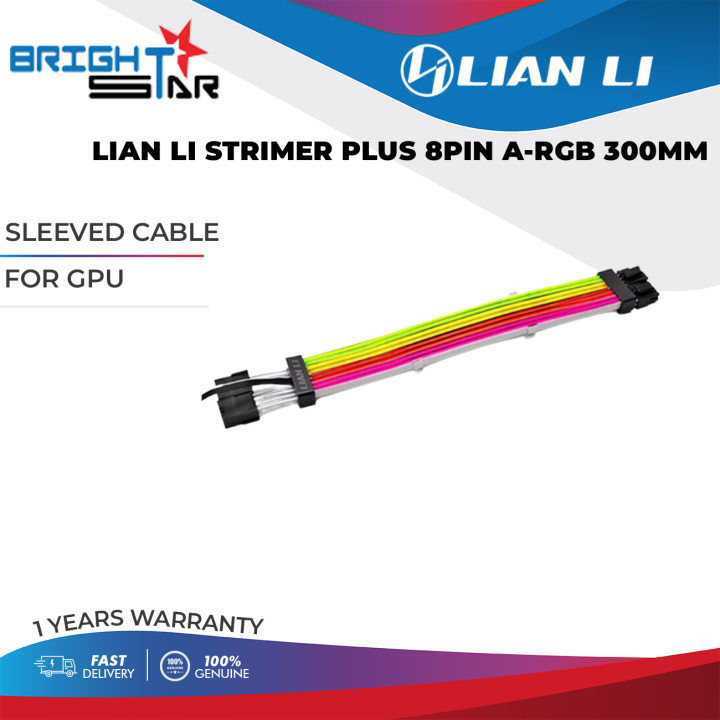 Lian Li PW8-V2 Strimer Plus Addressable RGB 8-pin PSU Extension Cable ...