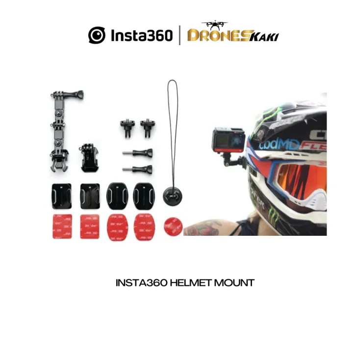 Insta360 Helmet Mount Bundle - Chin Mount/J-Shaped Mount/Side Mount | Lazada