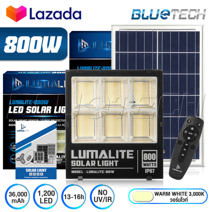 LUMALITE ไฟโซล่าเซลล์ ไฟสปอร์ตไลท์ 800W สี ขาว (White) / วอร์มไวท์ ...