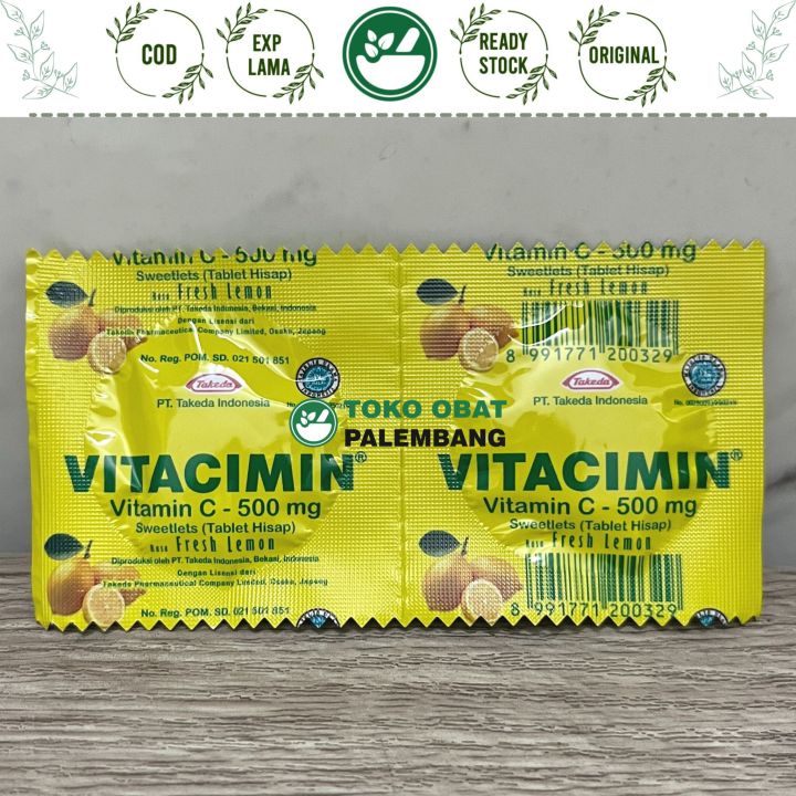 VITACIMIN VITAMIN C 500MG PERMEN RASA FRESH LEMON 1STRIP 2 TABLET ...