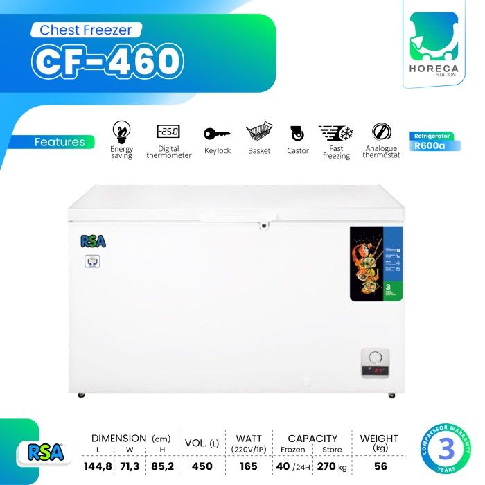 RSA Chest Freezer Box 420 Liter CF-460 / CF 460 / CF460 | Lazada Indonesia