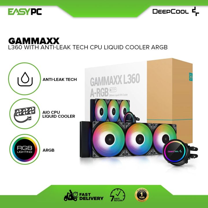EasyPC | Deepcool Gammaxx L360 with Anti-Leak Tech CPU Liquid Cooler ARGB Water Cooling System ...