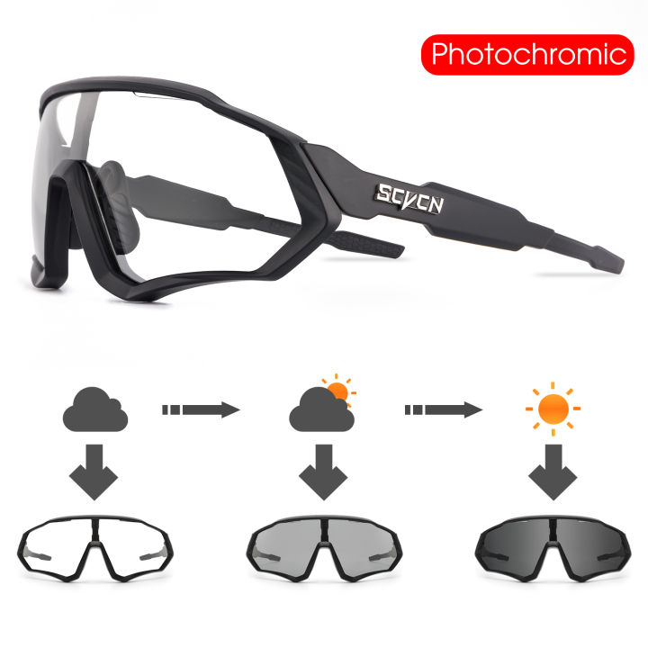 SCVCN Photochromic Cycling Glasses UV400 Outdoor Sports Bicycle Sunglasses Men MTB Cycling ...