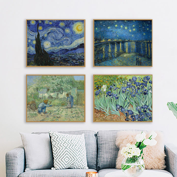 Van Gogh Starry Night Canvas Painting Wall Art Deco Painting Irises ...