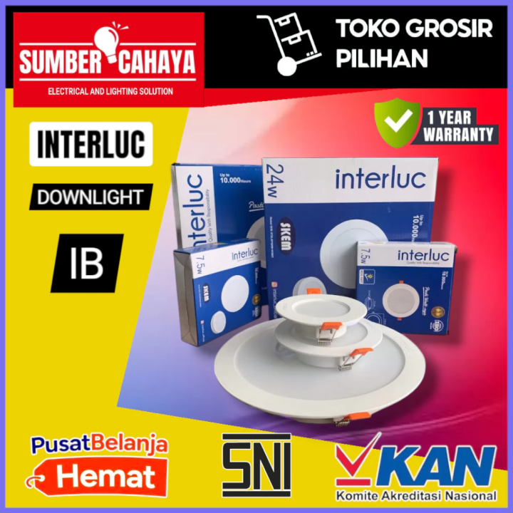 INTERLUC DOWNLIGHT LED PANEL 7,5 12 18 24 WATT IB IN BOW BULAT TERANG ...