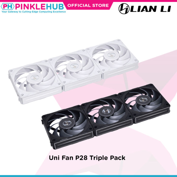 PinkleHub | Lian Li Uni Fan P28 Triple Pack (P28120-3B/P28120-3W ...