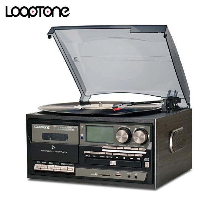 LoopTone Bluetooth 3 Speed Vinyl Record Player Vintage Turntable CD ...