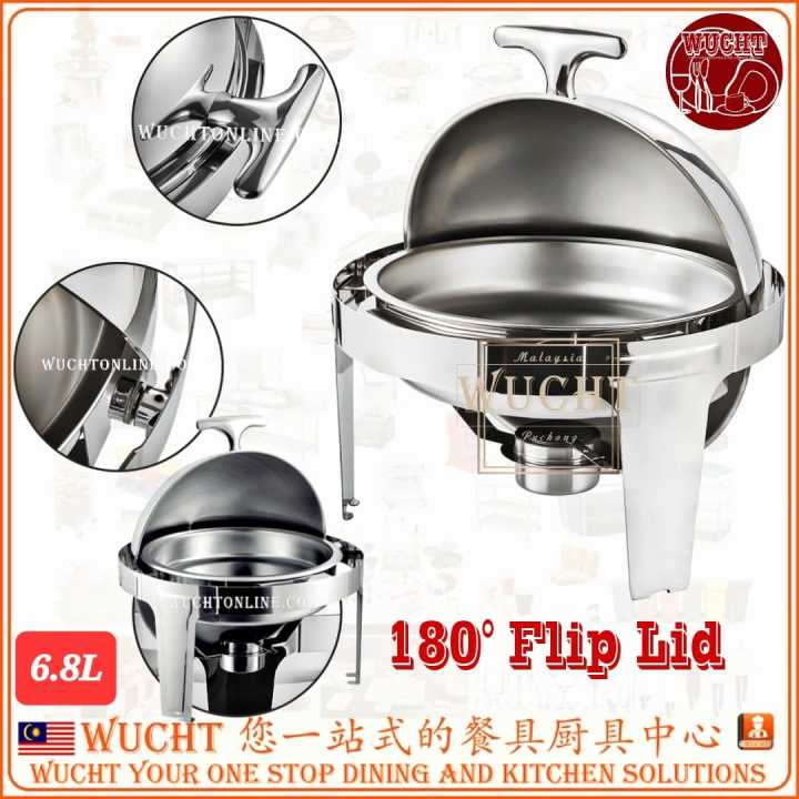 【WUCHT】SALES Deluxe Buffet Stainless Steel Round Roll Top Chafer Round ...