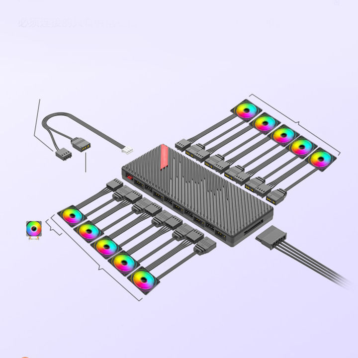 10 Port ARGB Fan Hub Magnetic Compact ARGB Fan Hub for PC Case | Lazada