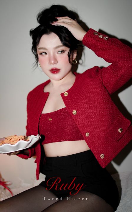 Apisara Ruby Tweed Blazer. | Lazada.co.th