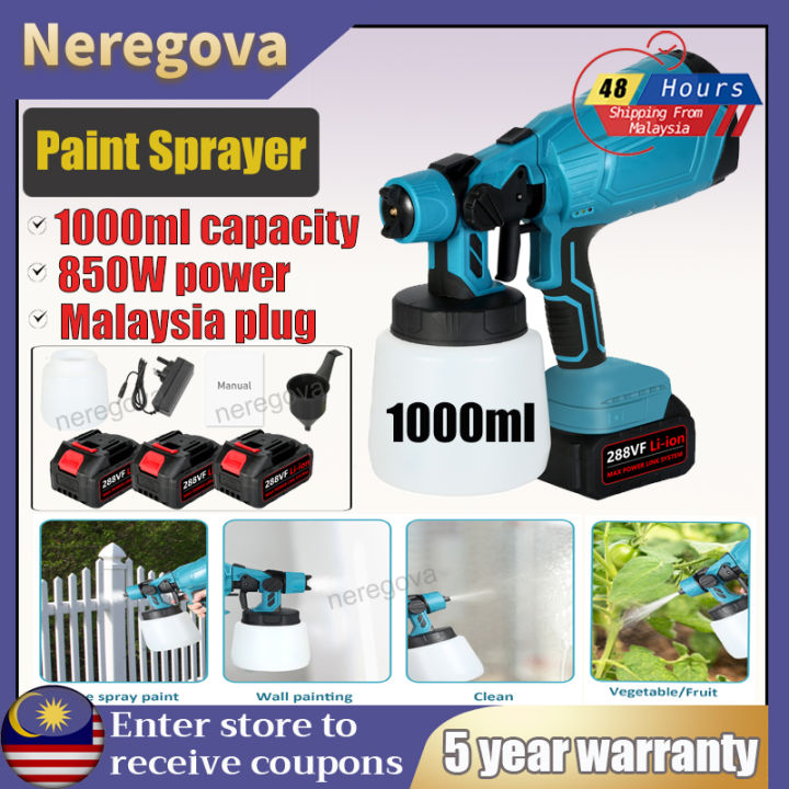👍🏻👍🏻NERE 850W Handheld portable cordless electric paint wireless spray ...