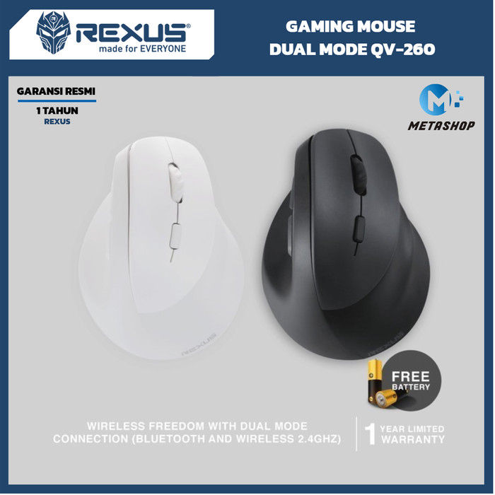 REXUS Clif QV-260 Vertical Ergonomic Gaming Mouse Dual Connection ...