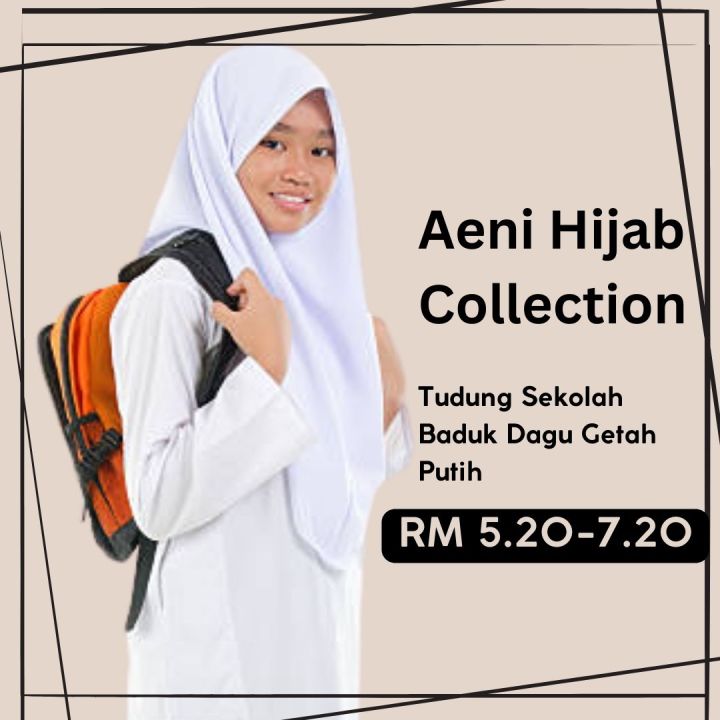Tudung Sekolah Baduk Dagu Getah Putih, Ready In Malaysia | Lazada