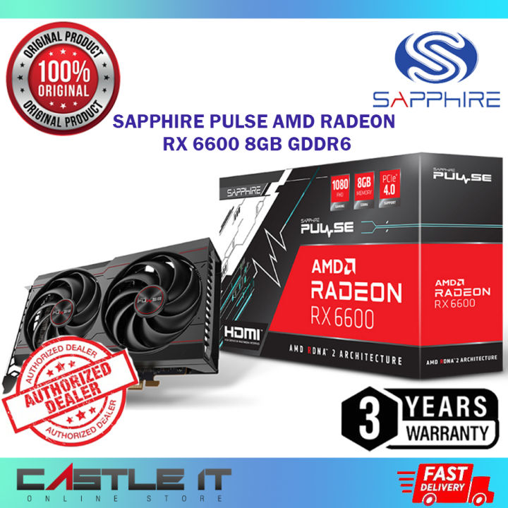 Sapphire PULSE RX6600 8GB GDDR6 AMD ATI Radeon RX 6600 Graphic Card GPU ...
