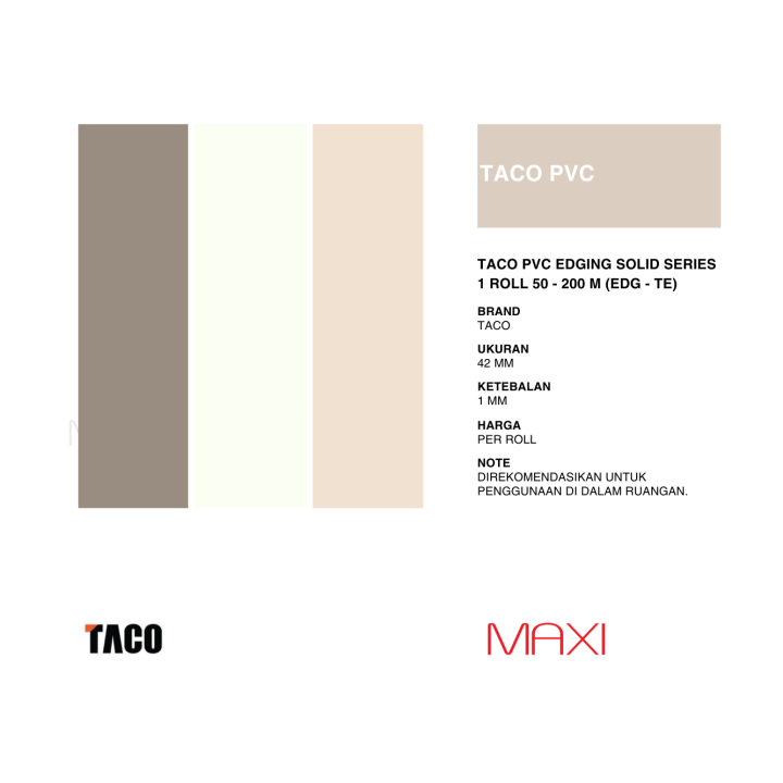 TACO PVC Edging Solid Series 1 Roll 50 - 200 m EDG - TE Ukuran 42 mm 1 ...