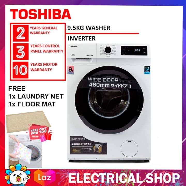 Toshiba Front Load Washer 9.5KG TW-BK105S2M Real Inverter Washing Machine TWBK105S2M (Free ...