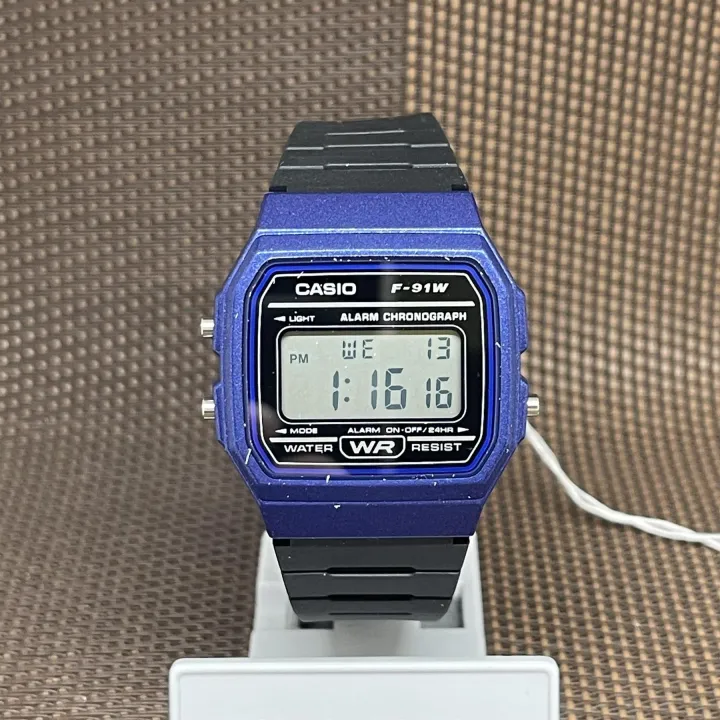 Casio F-91WM-2A Vintage Series Digital Black Resin Alarm Stopwatch ...
