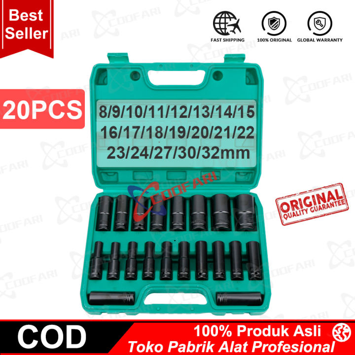 10/15/20Pcs 1/2 inch Drive Deep Impact Socket Set Heavy Metric Garage Tool For Wrench Adapter ...