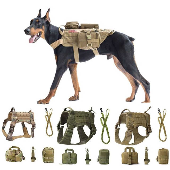 Adjustable Harnesses Tactical Service Dog Vest Training Cap Military ...