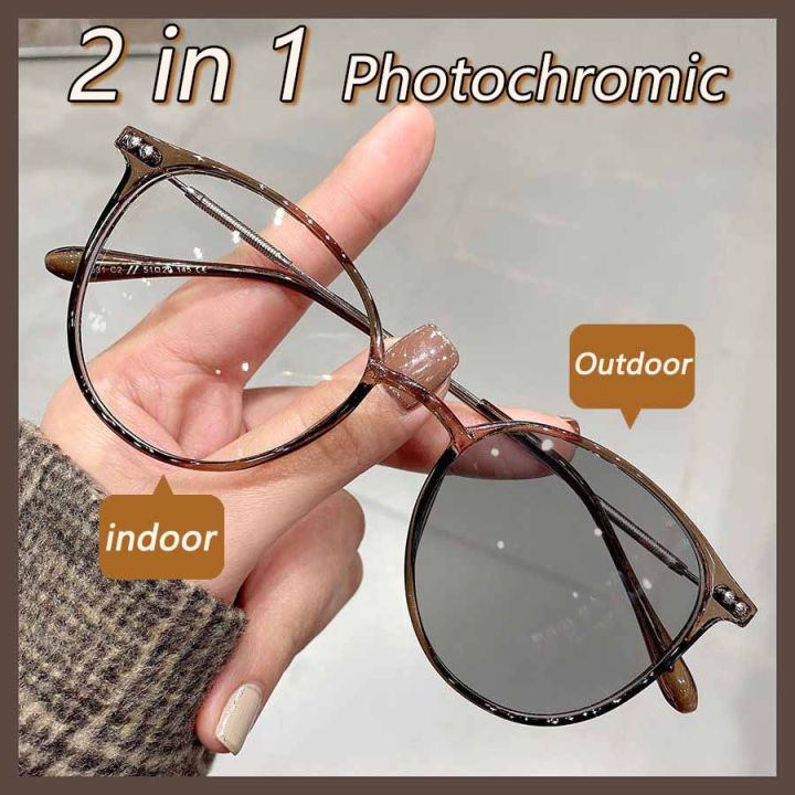 2 in 1 Photochromic Computer Glasses Women Girls Anti-Blue Light Anti ...