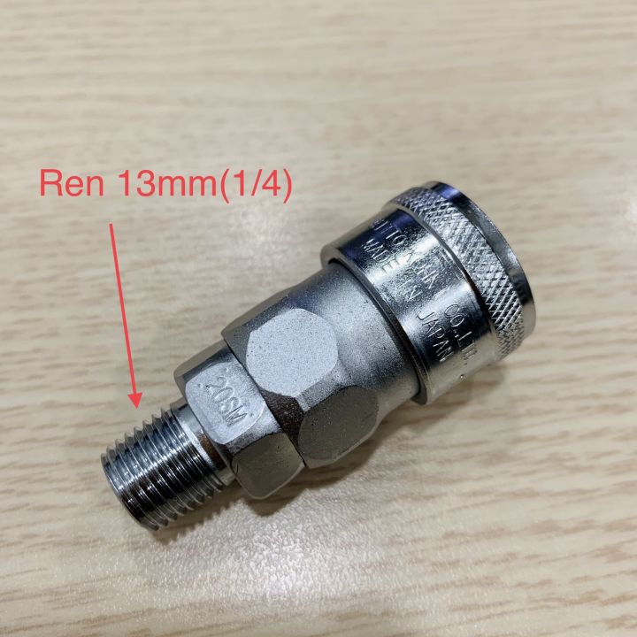 Đầu nối nhanh khí nén NITTO 20SM, đầu cái khí nén ren ngoài 13mm (1/4 inch) - Made in Japan ...