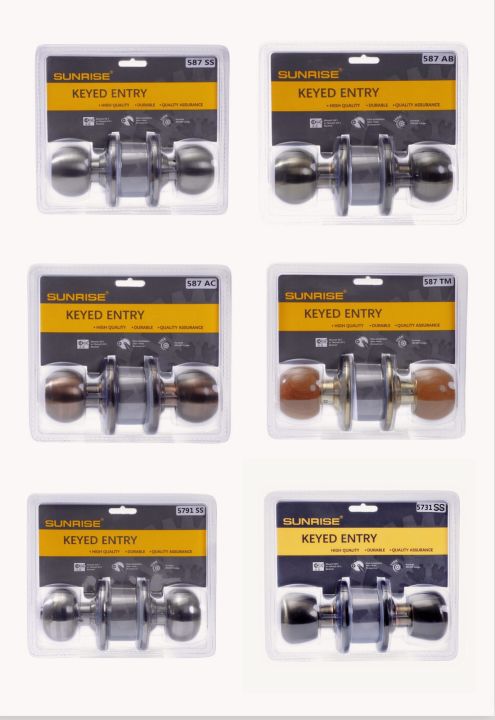 Sunrise Door Knob Lock Set (Stainless or Antique Brass) Heavy duty ...