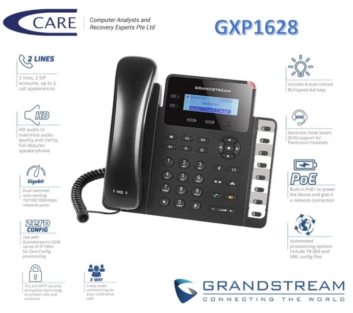 Grandstream Entry Level Gigabit IP Phone GXP1628 With POE | Lazada ...