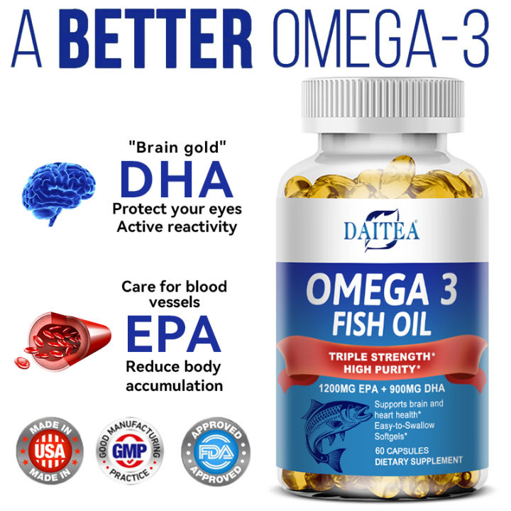 Omega 3 Fish Oil Capsules Rich In DHA EPA Anti-Aging Supports Skin,Eyes ...
