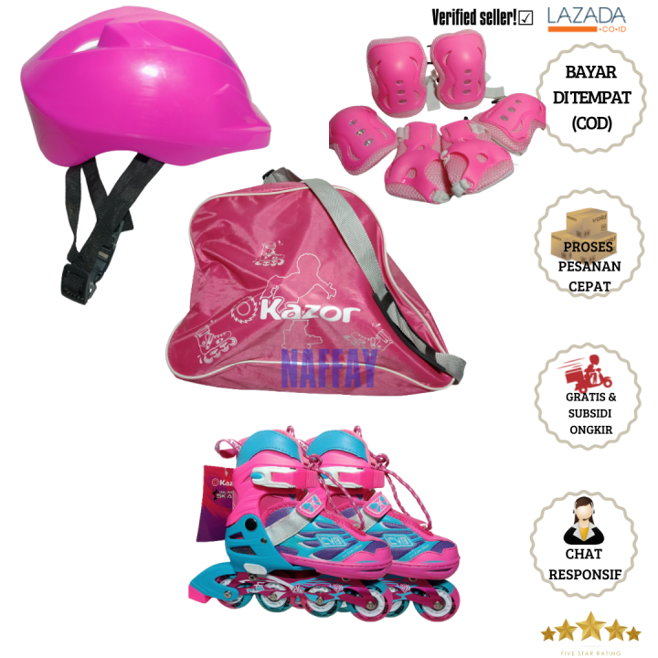 Promo Sepatu Roda Kazor Inline Skate Profesional Anak Full Set Dengan ...