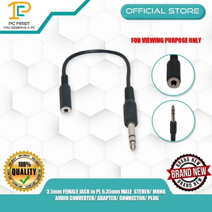 3.5mm FEMALE JACK to PL 6.35mm MALE STEREO/ MONO, AUDIO CONVERTER ...